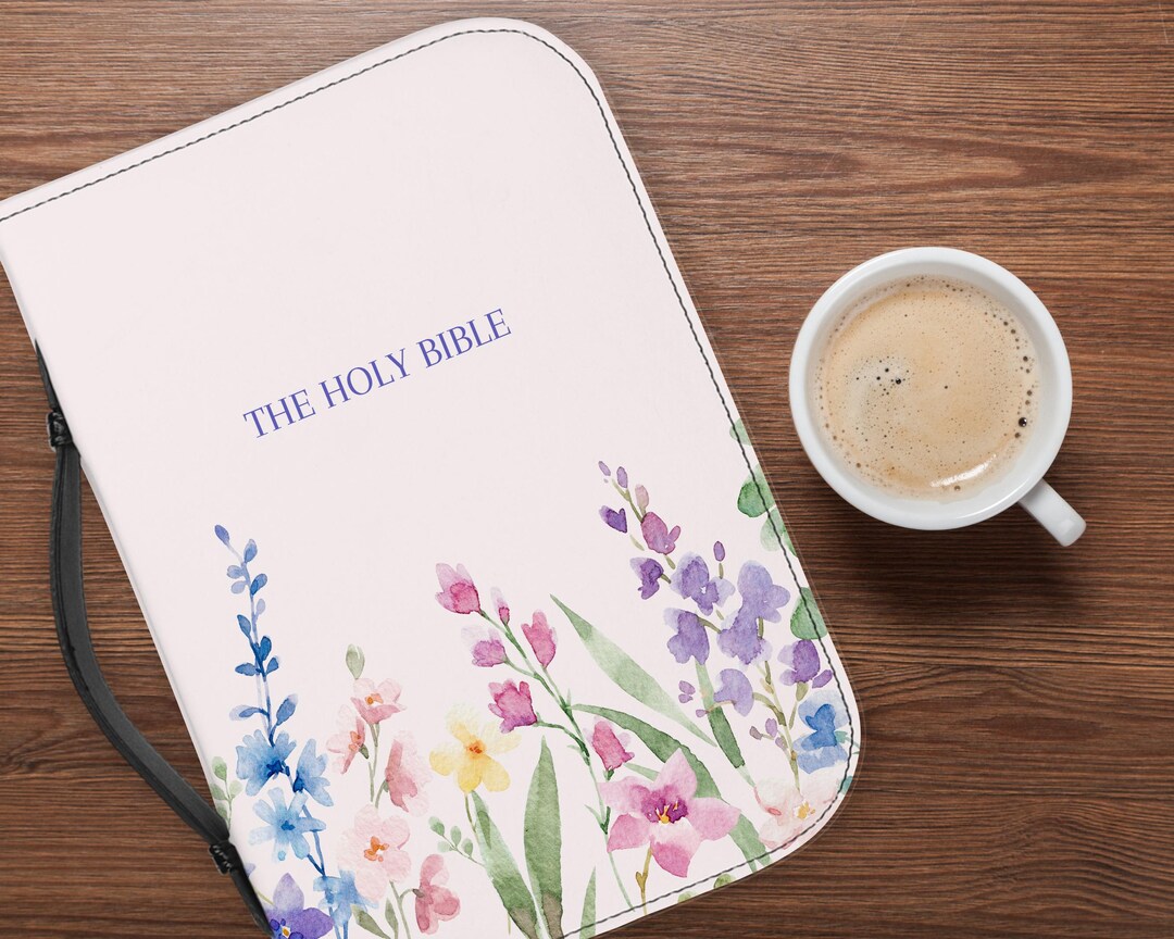 Custom Pink Floral Bible Cover, Zipper Bible Cover, Floral Bible Case ...