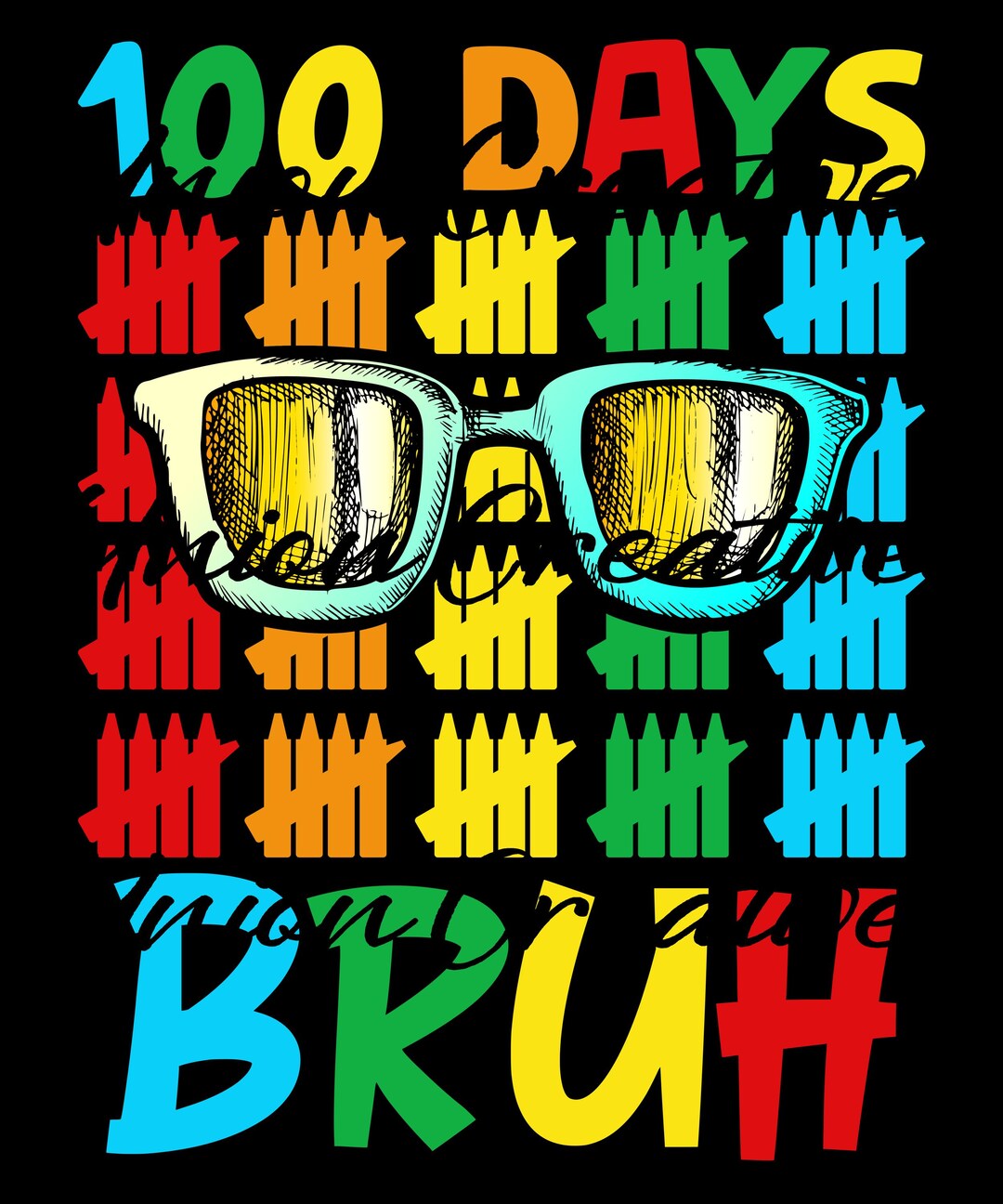 100 Days Bruh for Kids and Teachers PNG Transparent Background. - Etsy