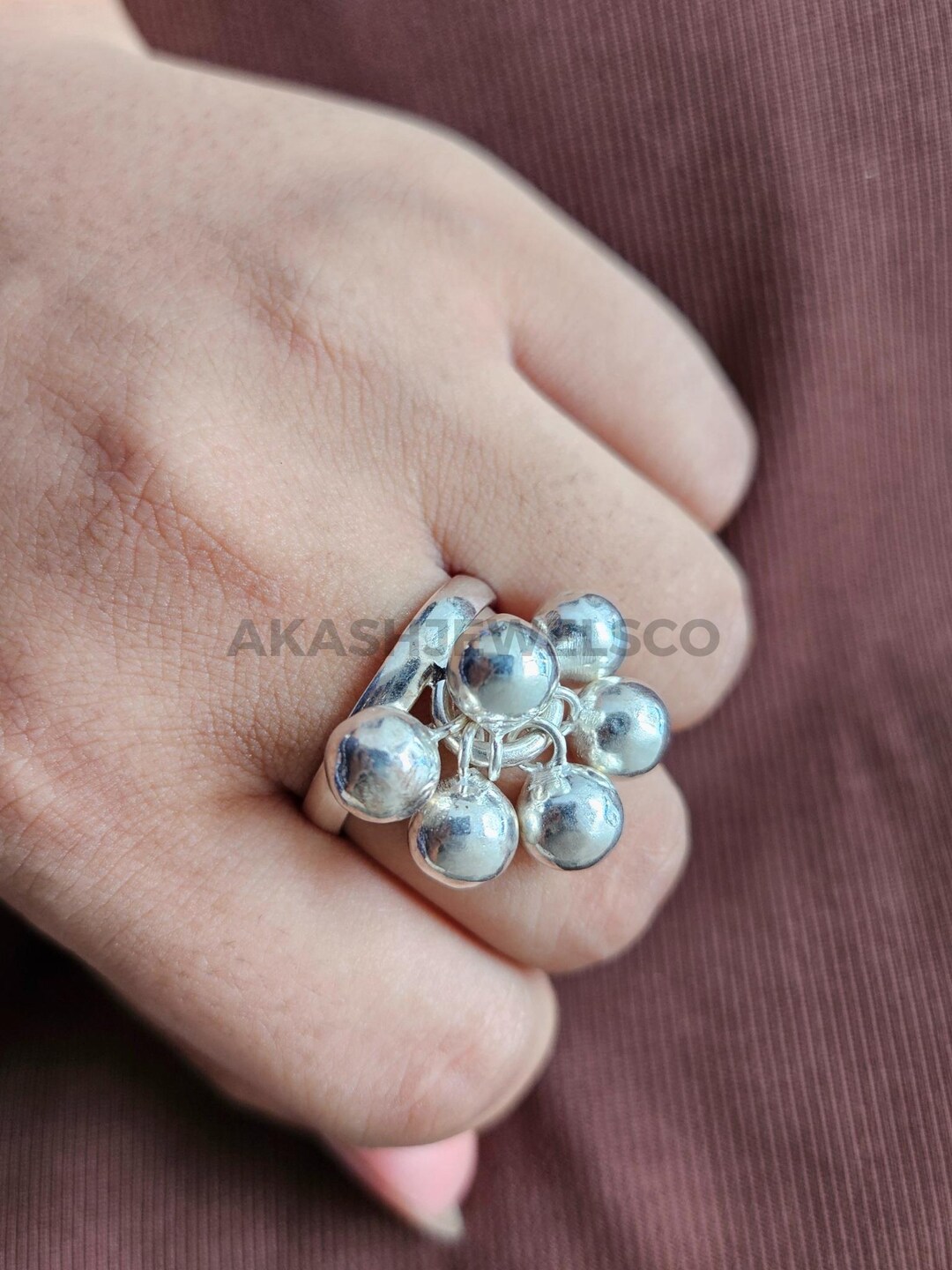 Handmade Sterling Silver Ghungroo Ring – Tribal Ball Charm Statement ...