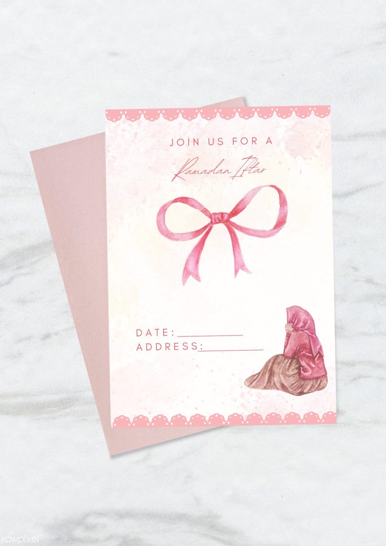Ramadan Invitation Cards - Set of 3 | Pink & Elegant Islamic Party ...