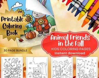 Animal Friends in the Summer Digital Coloring Book for Kids, Download ...