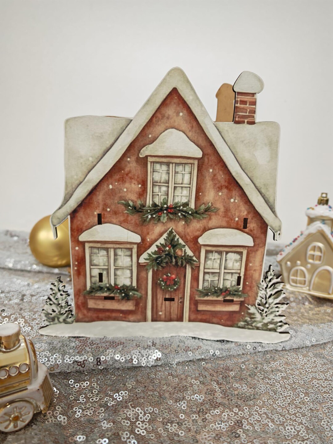 House Box for Christmas , Cutie Aranjament De Craciun , Casuta ...