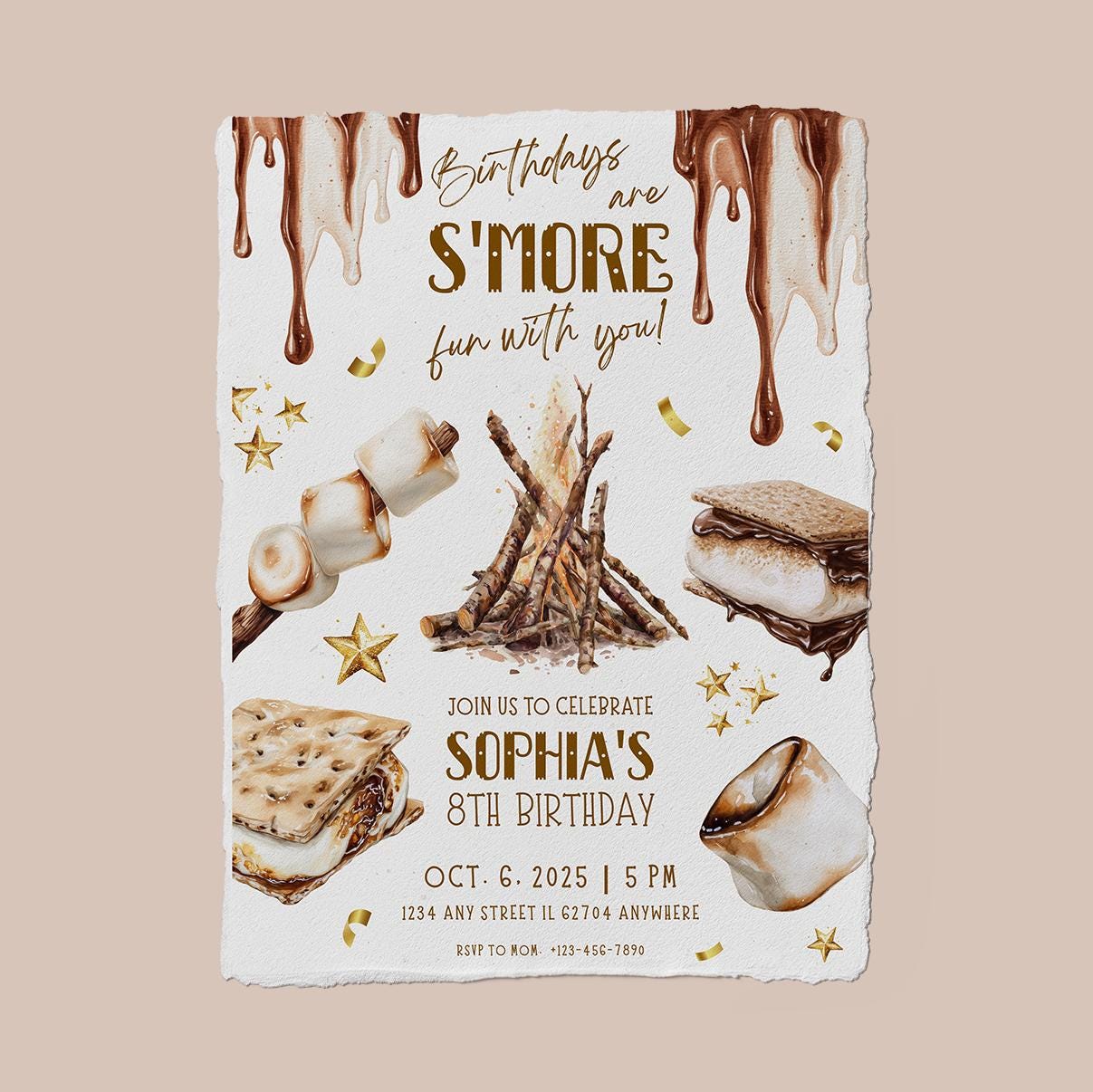 S'mores Birthday Invitation Digital Campfire Smore Fun Invite Backyard ...
