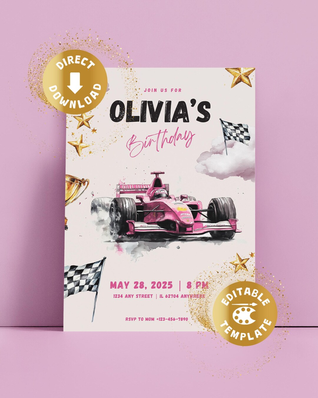 Racecar Birthday Invitation, F1, Car, Race, Sports Car, Invitation ...