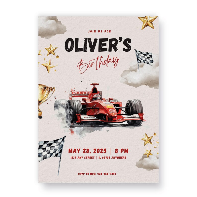Racecar Birthday Invitation, F1, Car, Race, Sports Car, Invitation ...