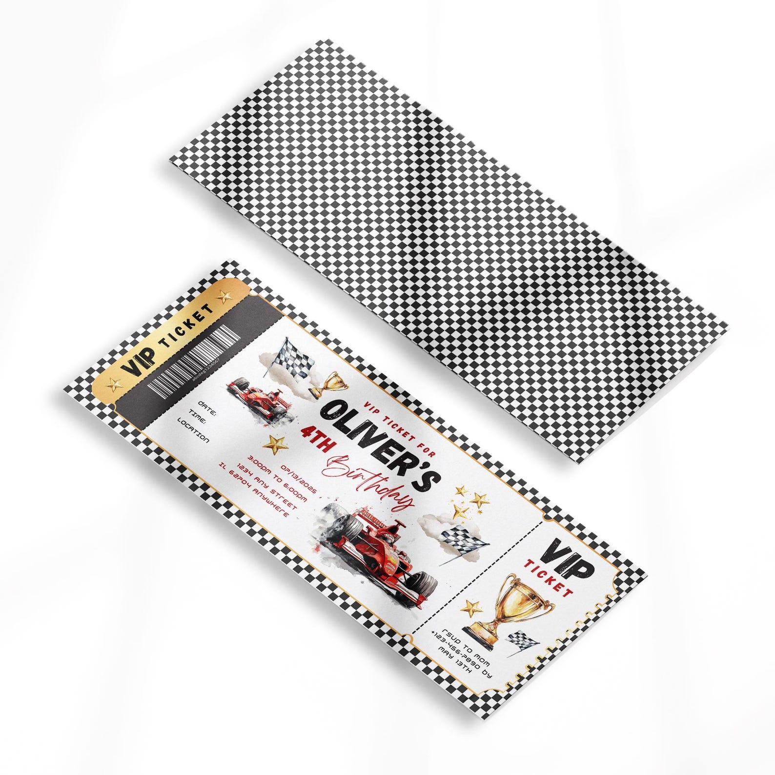 F1 Racecar Birthday Invitation, Car, Digital Race Ticket Sports Car ...