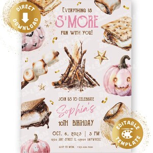 S'mores Birthday Invitation Digital Campfire Smore Fun Invite Backyard ...
