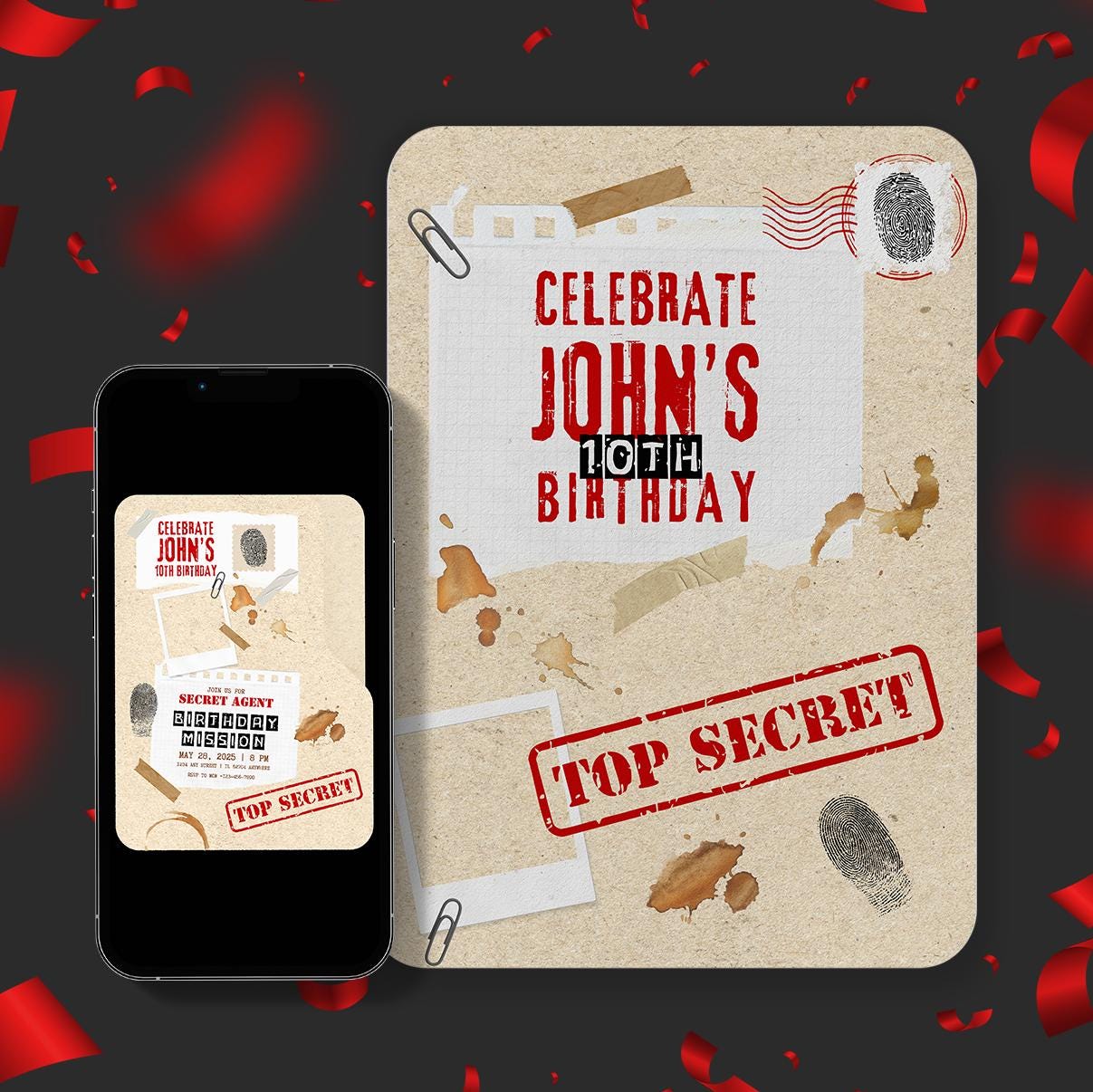 Detective Birthday Invitation, Digital Template, Puzzle, Mystery ...