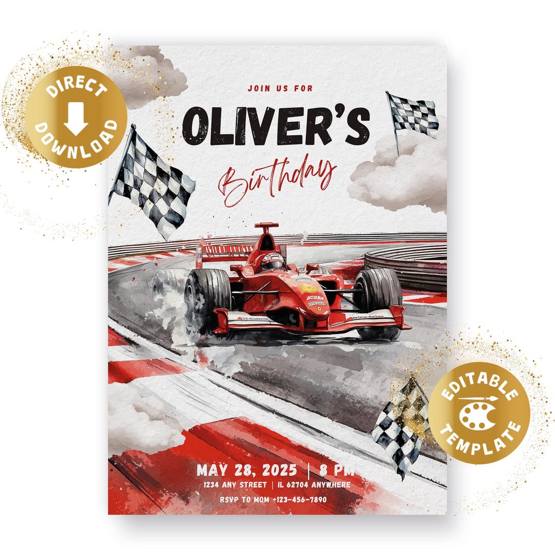 Racecar Birthday Invitation, F1, Car, Race, Sports Car, Invitation ...