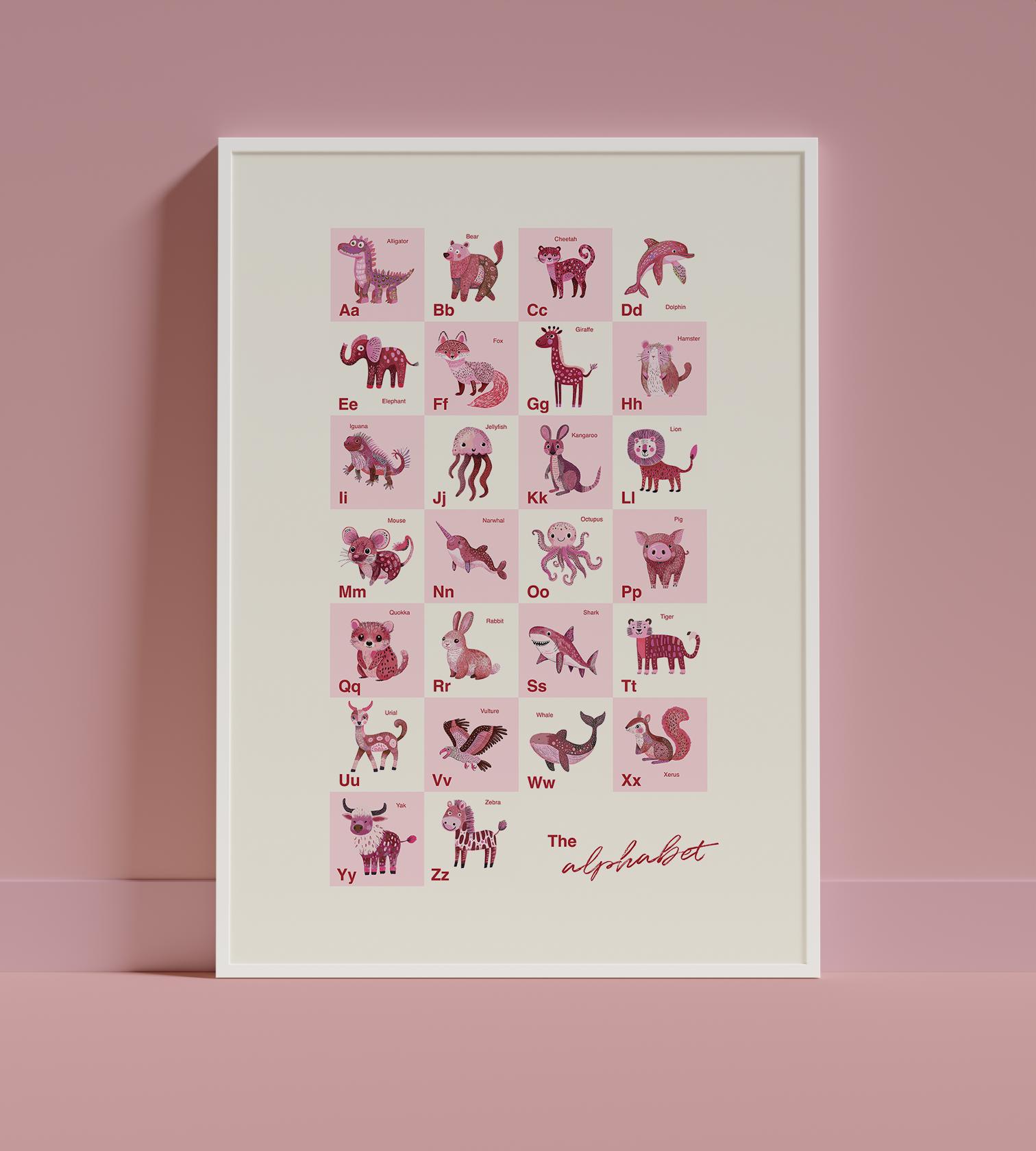 ABC Alphabet, Digital Poster, Animal Alphabet, Letters, Children's Room ...