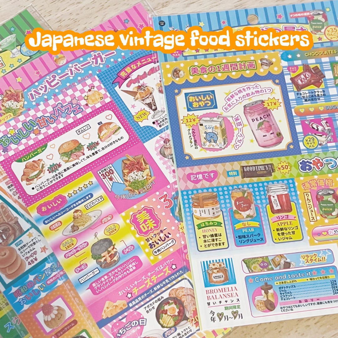 Japanese Retro Food Stickers: Kawaii Scrapbooking & Journaling - Etsy