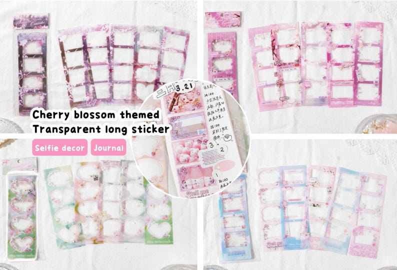 Sakura Cherry Blossom Stationery Grab Bag: Blue Pink Stickers, Memo ...