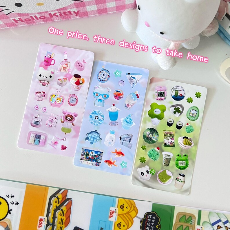 Handmade Aesthetic Sticker Sheet Pack - Cute Dessert Stickers for ...