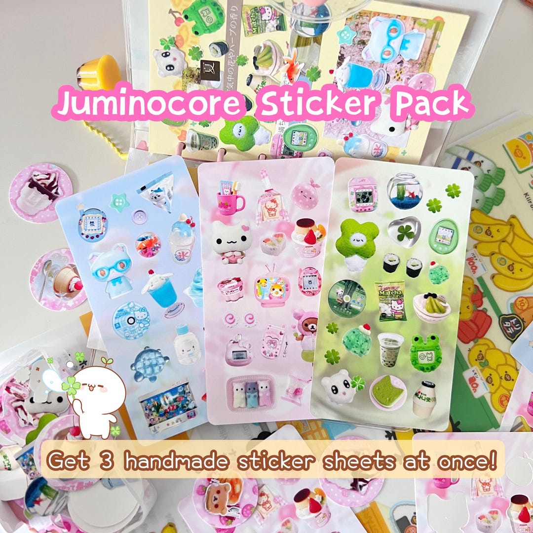 Handmade Aesthetic Sticker Sheet Pack - Cute Dessert Stickers for ...
