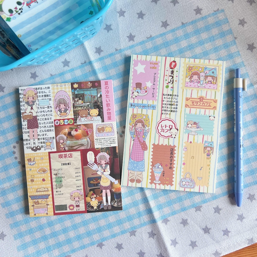 Kawaii Memo Pad Sheets “miss Cozy”: Japanese Showa Cafe Girl ...