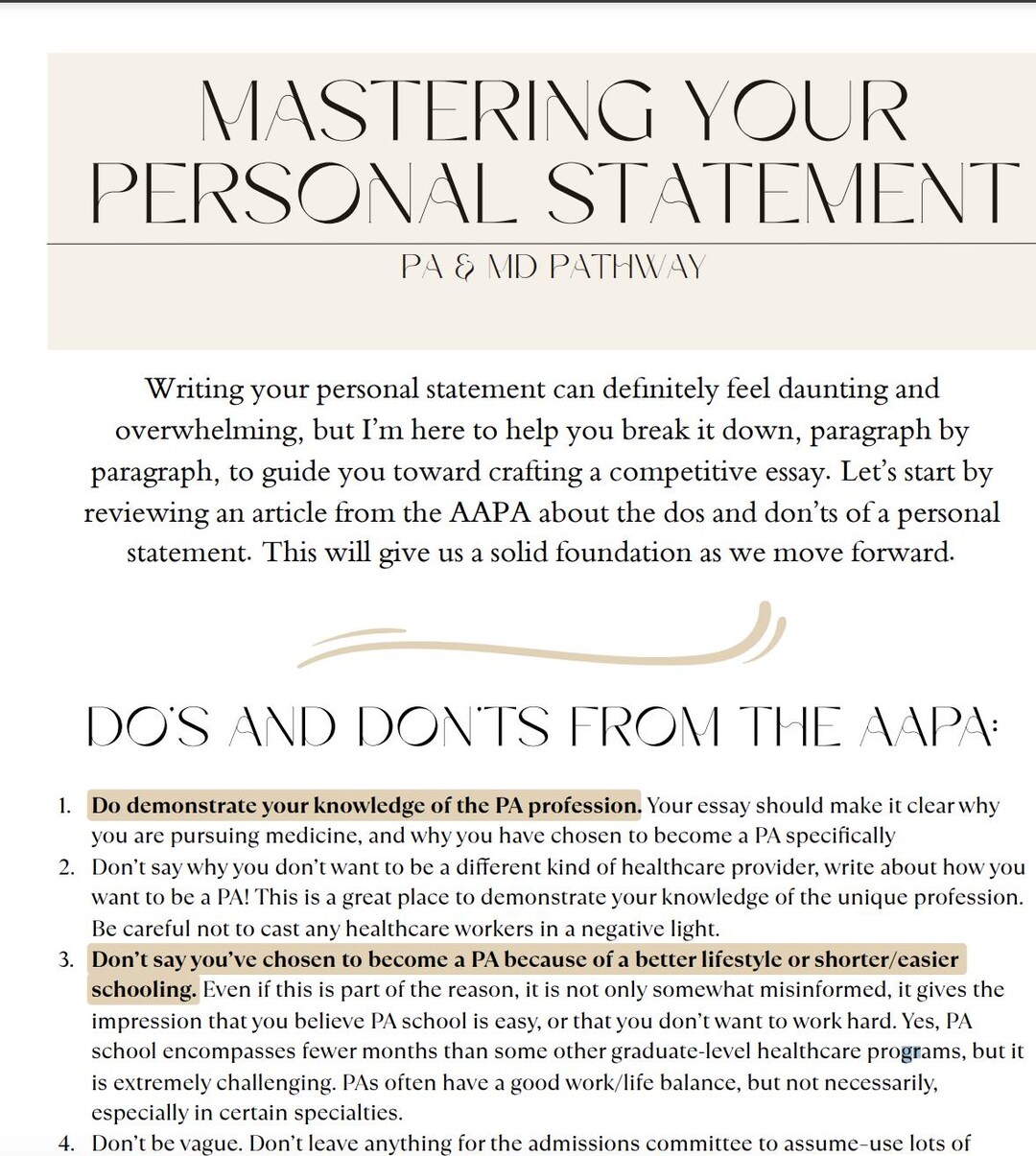 Mastering Your Personal Statement - Etsy