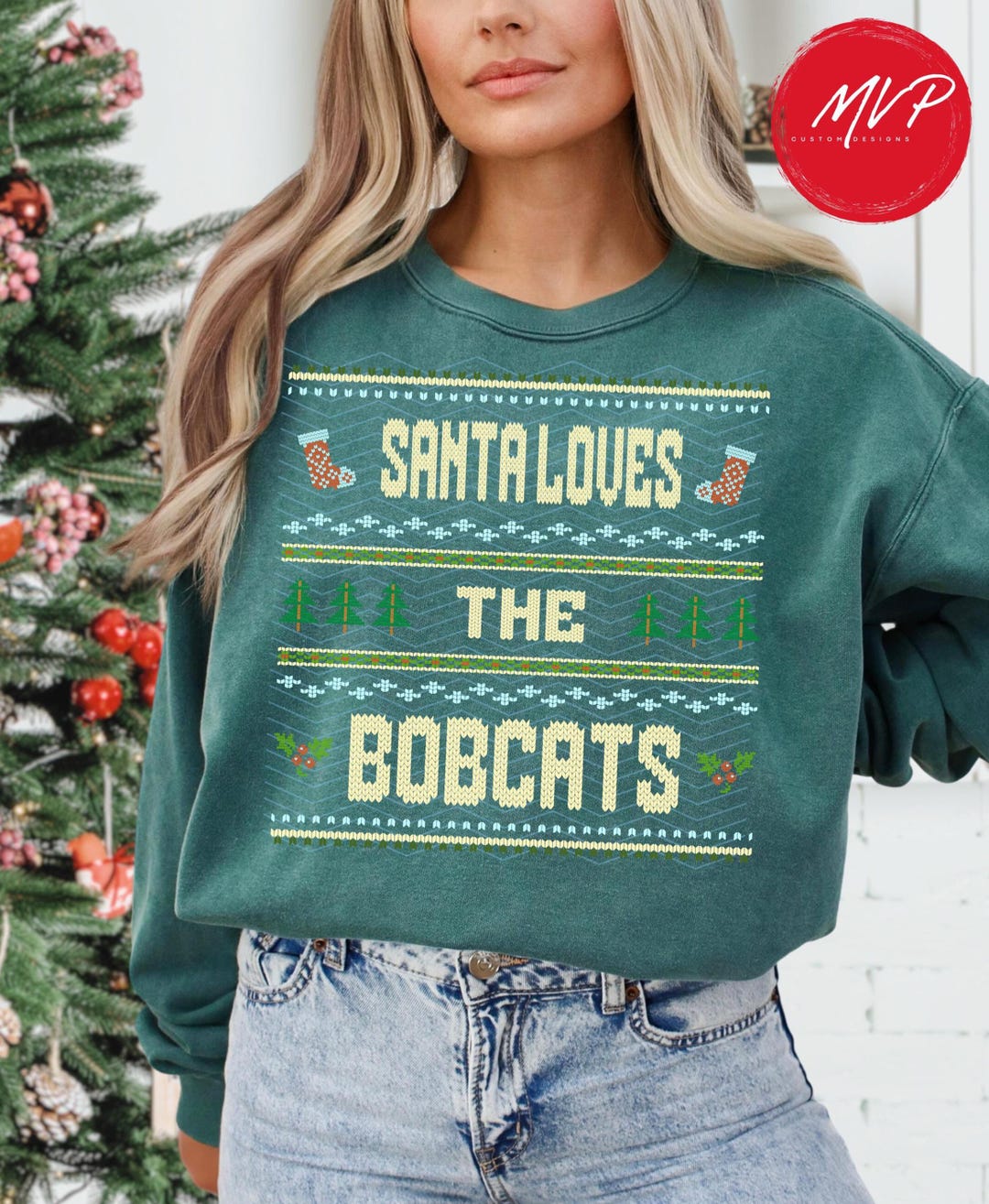 Santa Loves the Bobcats Christmas PNG - Etsy