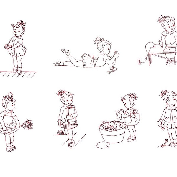 Redwork Machine Embroidery Designs - Etsy