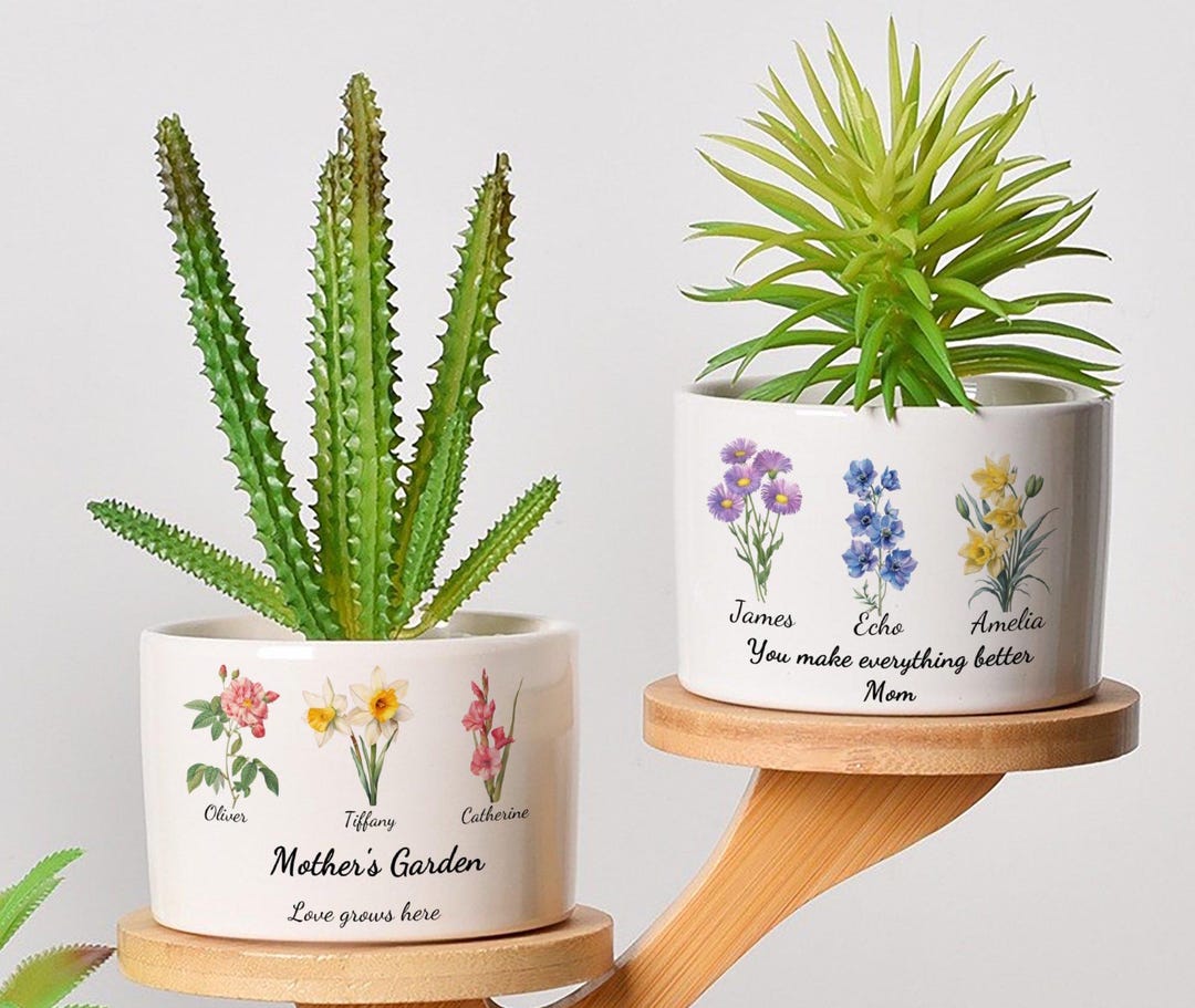 Personalized Birth Month Flower Plant Pot, Gift for Planter Lovers ...