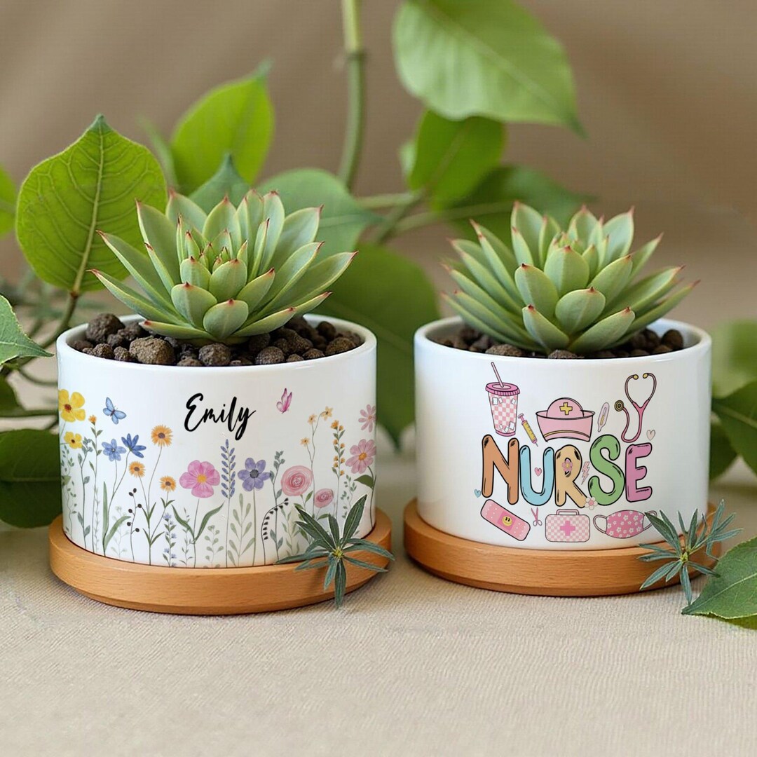 Personalized Nurse Jug Flower Pot, Two-sided Pot,gift for Nurse's Week ...