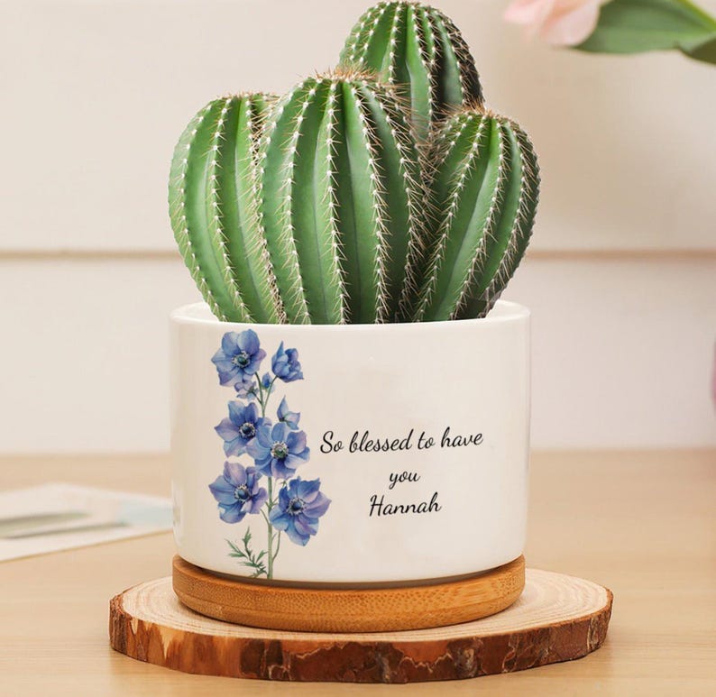 Personalized Birth Month Flower Plant Pot, Gift for Planter Lovers ...