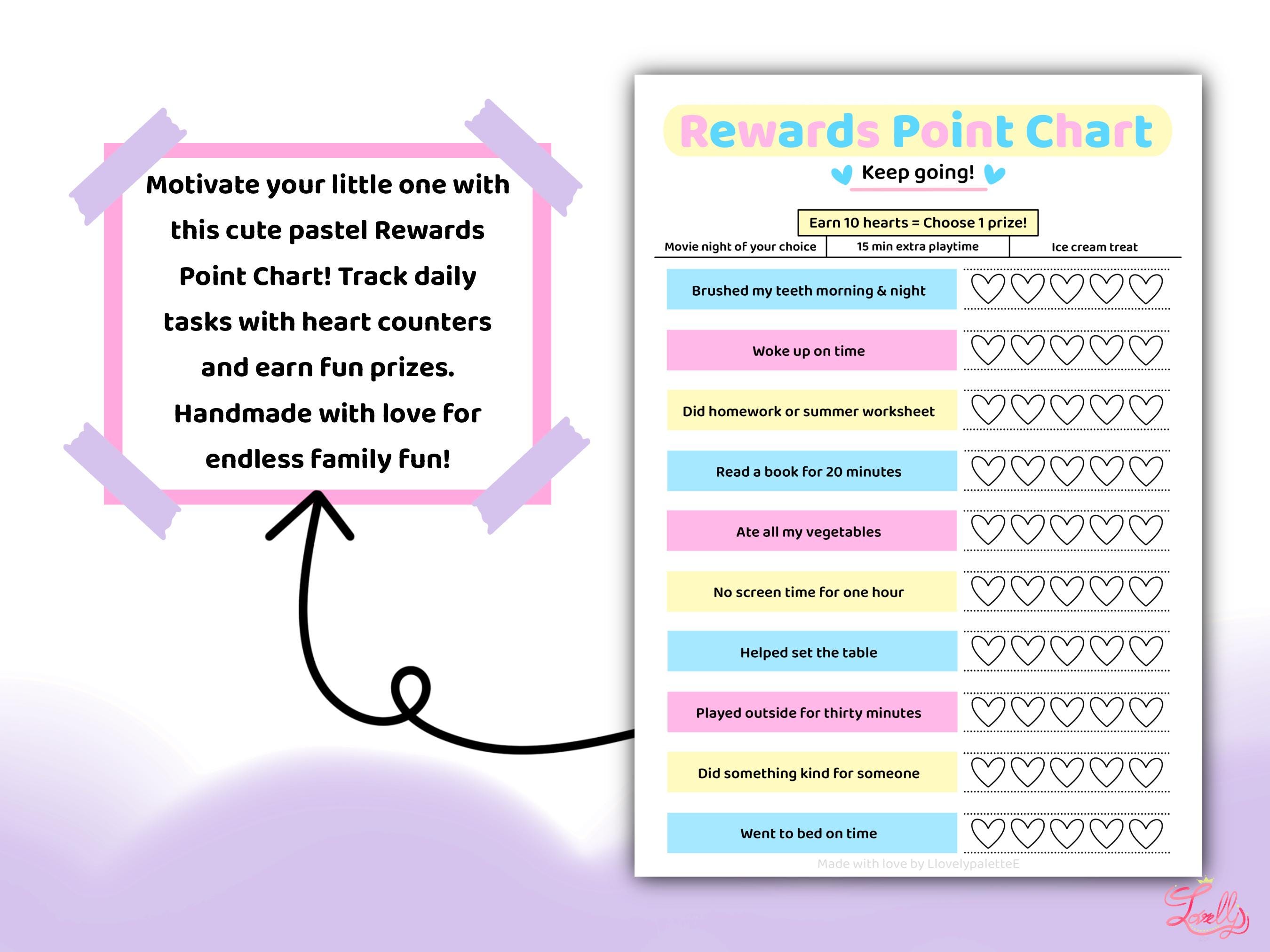 Printable Rewards Chart PDF A4 A5 US Letter | Kids Habit Tracker ...