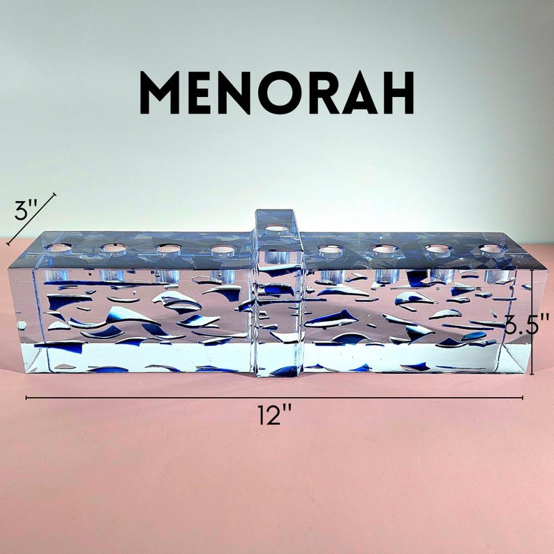 Smashed Glass Menorah: Jewish Wedding Keepsake Resin Art (12x4x3") - Etsy