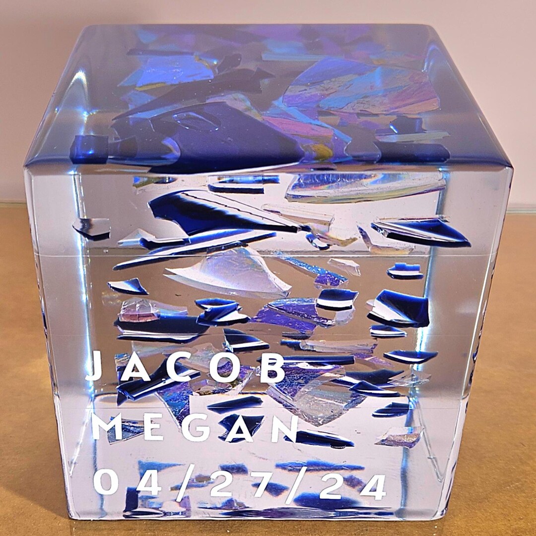 Smashed Glass Cube 4x4x4" Jewish Wedding Gift Tradition Memory Chuppah ...