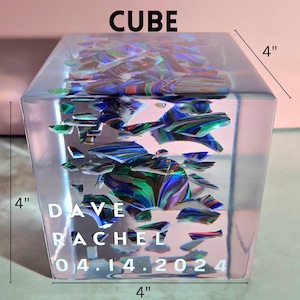 Smashed Glass Cube 4x4x4 Jewish Wedding Gift Tradition Memory Chuppah ...