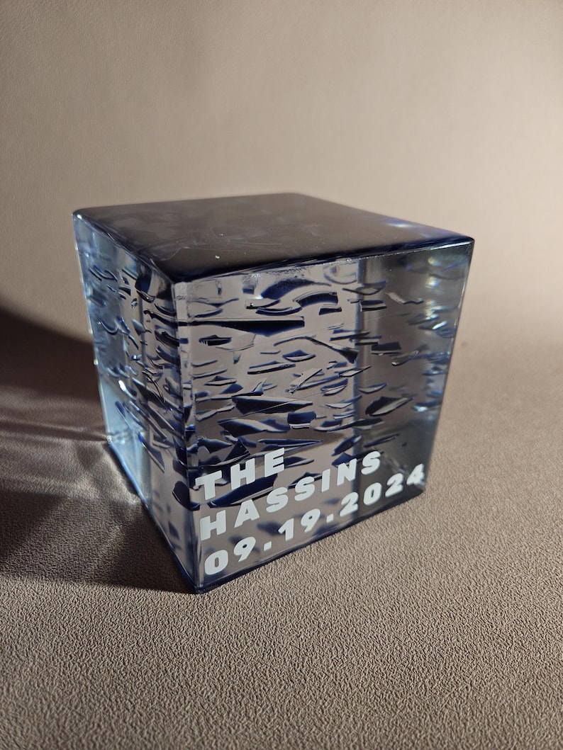 Smashed Glass 4x4x4" Cube Jewish Wedding Gift Tradition Memory Chuppah ...