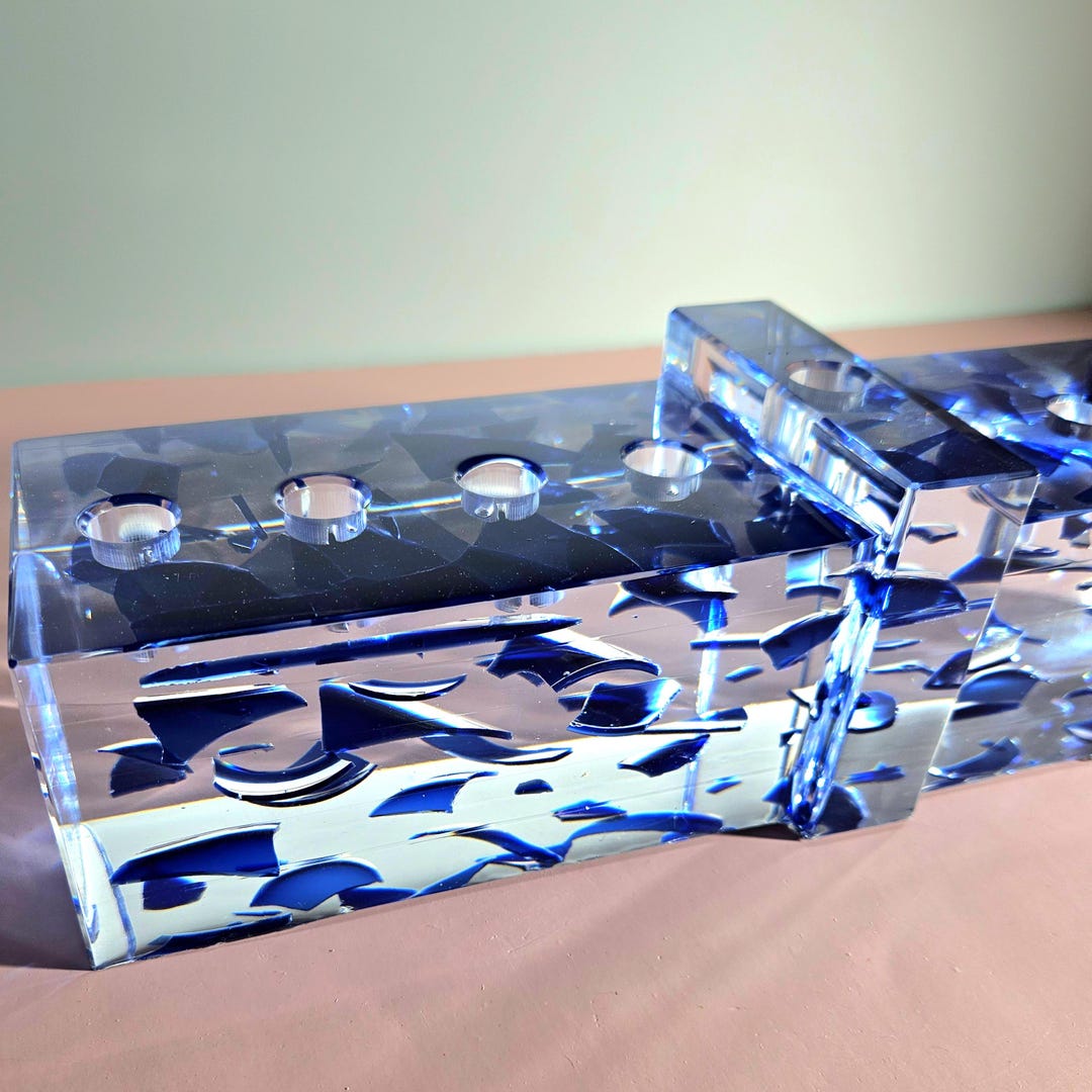 Smashed Glass Menorah: Jewish Wedding Keepsake Resin Art (12x4x3") - Etsy
