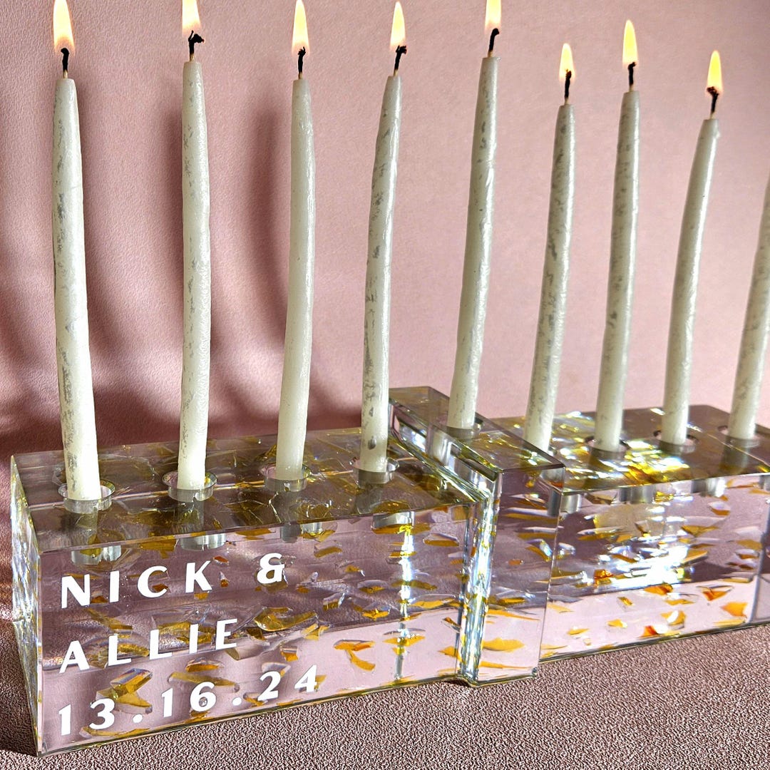 Smashed Glass Menorah Jewish Wedding Gift Tradition Memory Chuppah ...