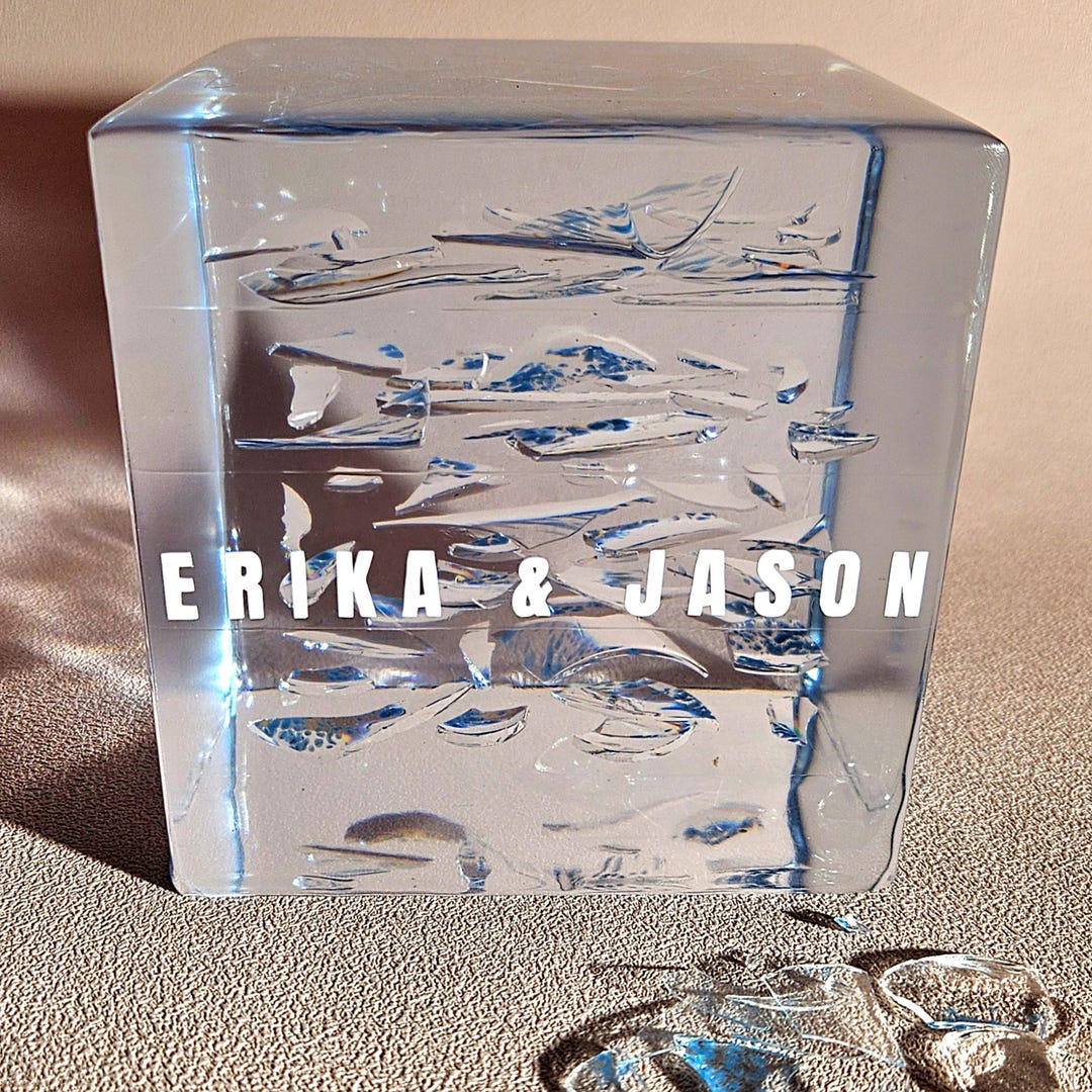 Smashed Glass Cube 4x4x4" Jewish Wedding Gift Tradition Memory Chuppah ...