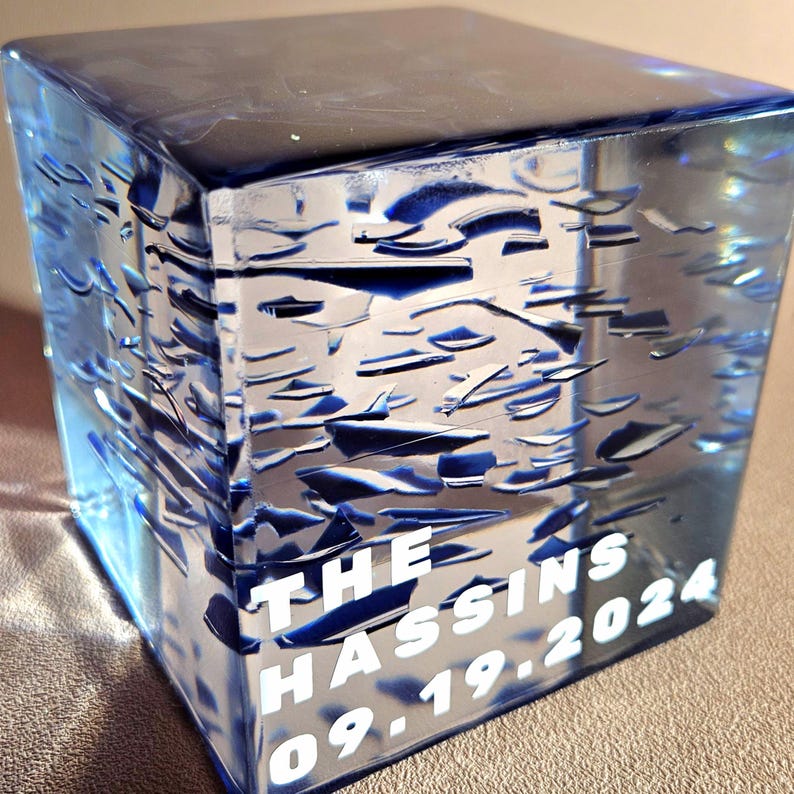 Smashed Glass 4x4x4" Cube Jewish Wedding Gift Tradition Memory Chuppah ...