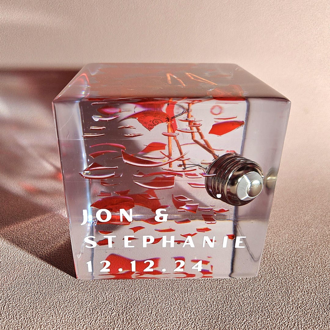 Smashed Glass 4x4x4 Cube Jewish Wedding Gift Tradition Memory Chuppah ...