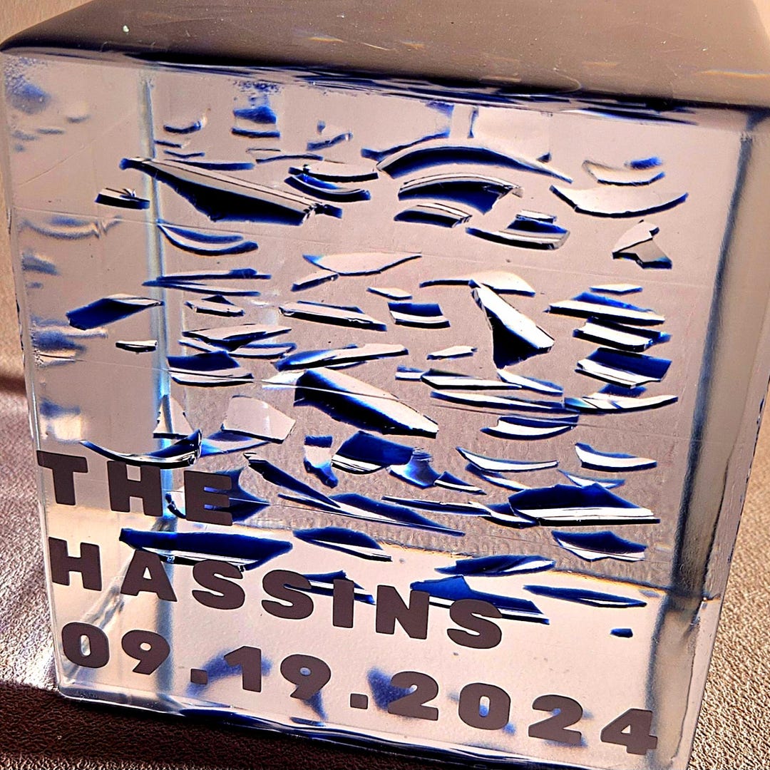 Smashed Glass 4x4x4" Cube Jewish Wedding Gift Tradition Memory Chuppah ...