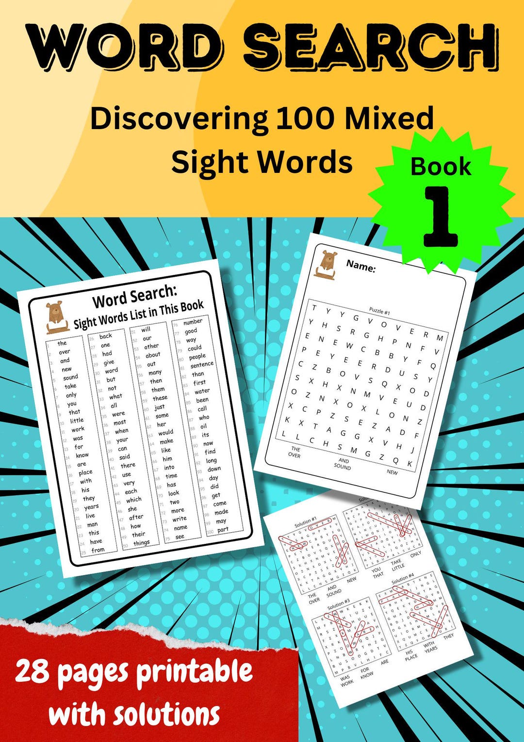 Sight Word-word Search Puzzle A4 - 100 Sight Word Worksheet With ...