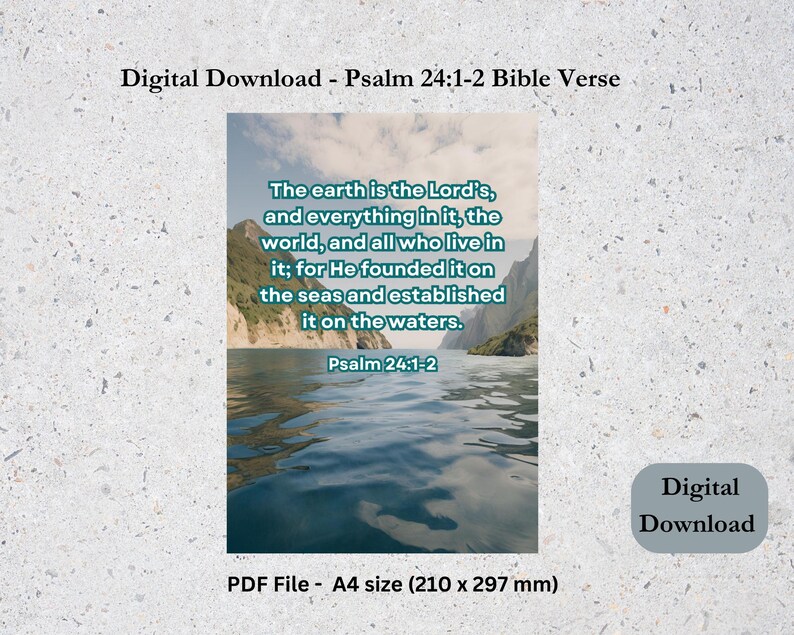 Digital Download Bible Verse Psalm 24:1-2 - the Earth is the Lord’s ...