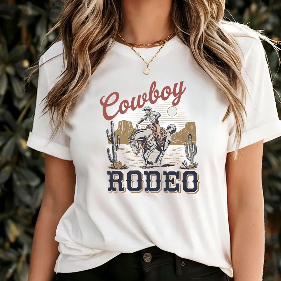 Vintage Cowboy Rodeo Digital Design Western Retro Illustration for T ...