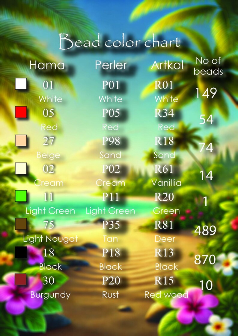 3D Moana Vaiana Fuse Bead Pattern – Disney Princess DIY Craft – Ocean ...