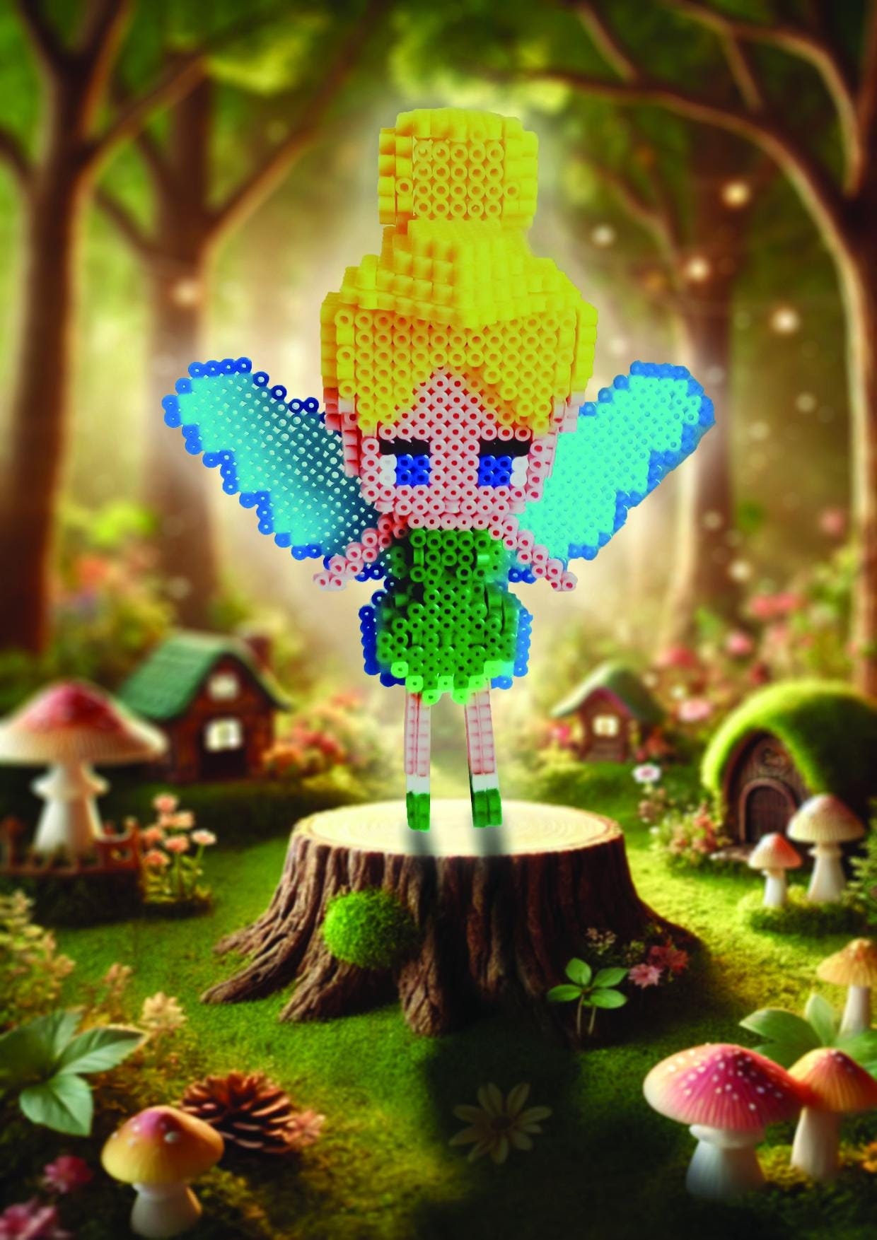 Enchanting 3D Tinkerbell Fuse Bead Figurine | DIY Bead Pattern for Hama ...