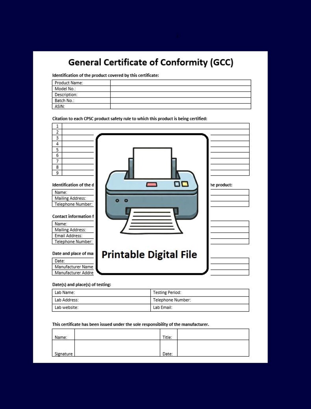 GCC General Certificate of Conformity Compliance Template .docx Word ...