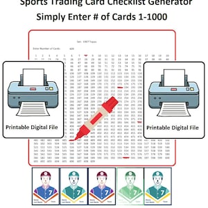 Sports Card Checklist Generator: Automatic Excel File (digital Download ...
