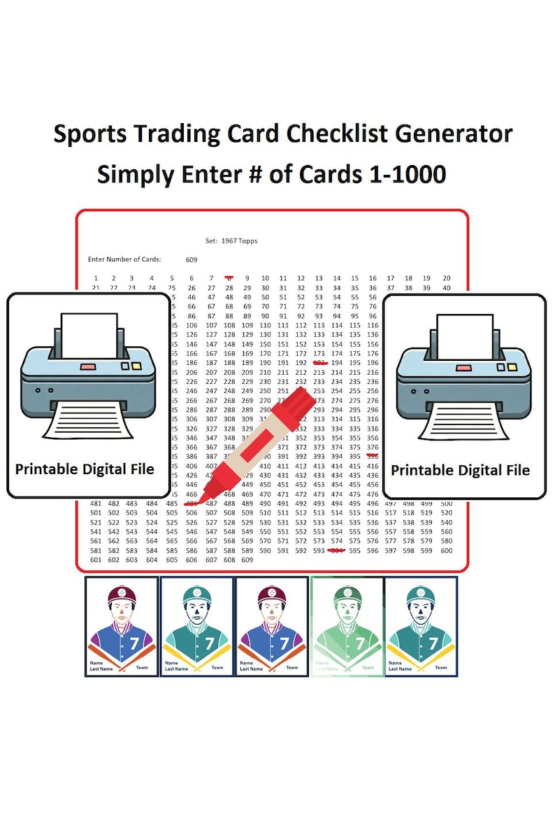 Sports Card Checklist Generator: Automatic Excel File (digital Download ...