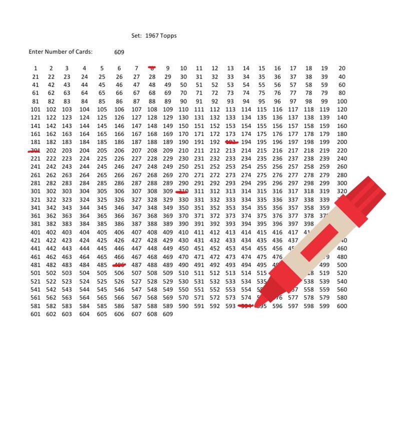 Sports Card Checklist Generator: Automatic Excel File (digital Download ...