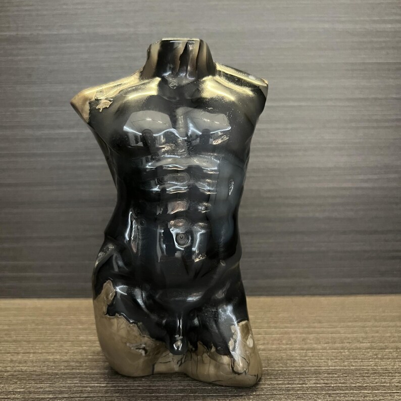Volcanic Agate Male Torso Sculpture: UV Reactive Crystal Art - Etsy