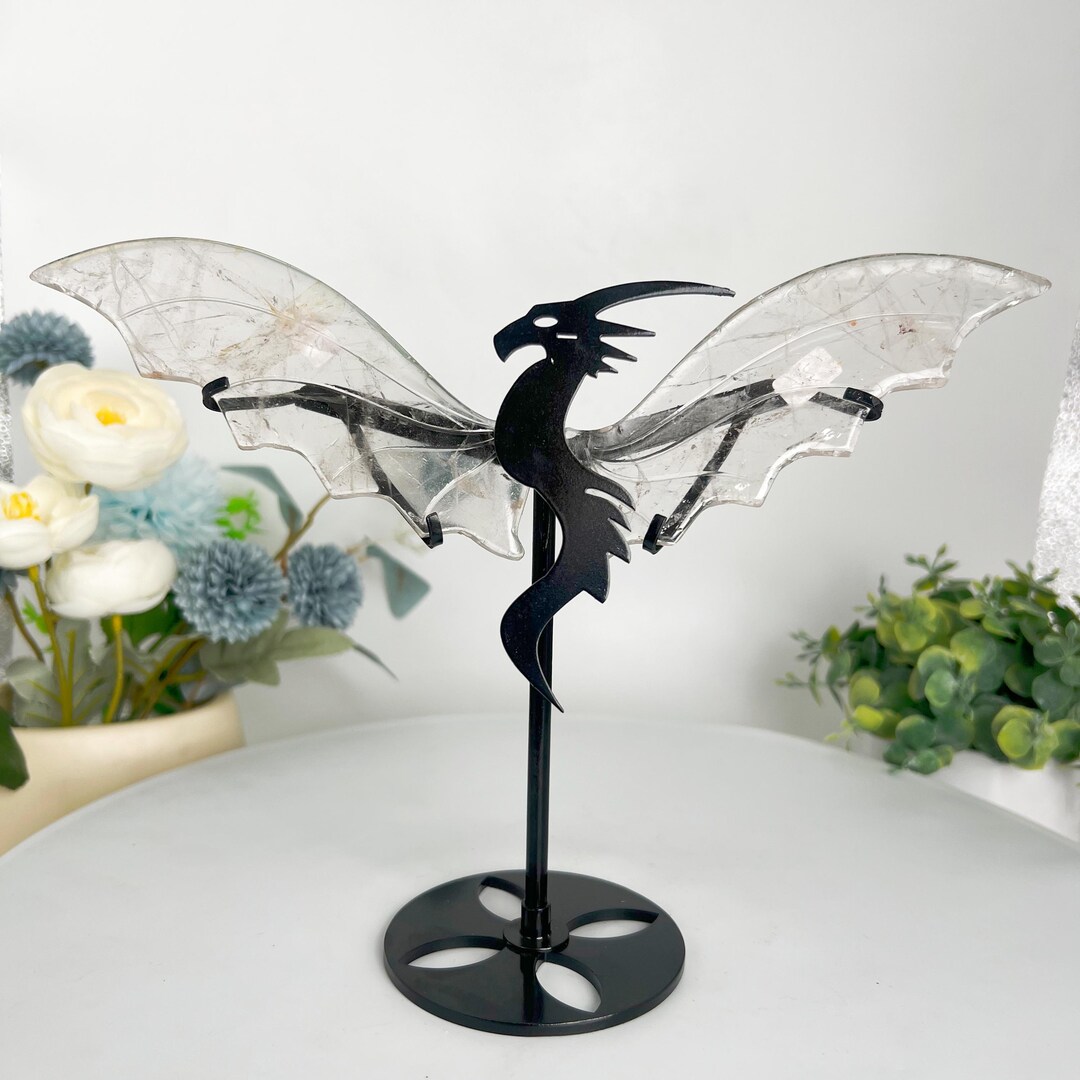10‘’ Crystal Dragon Wings | Hand-carved Clear Quartz Wings | Home ...