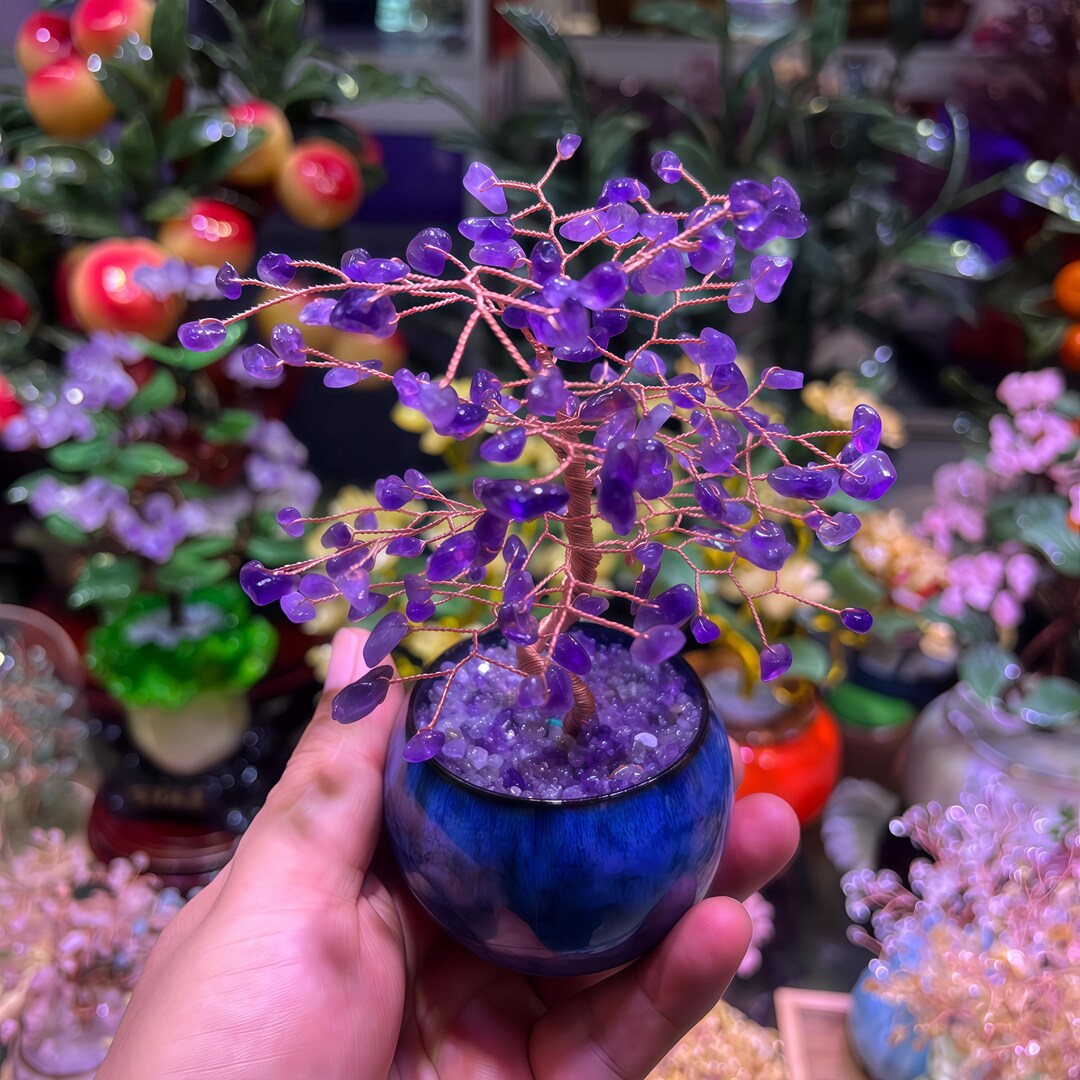 Amethyst Crystal Wishing Tree: Copper Wire, Chakra Healing Altar Decor ...