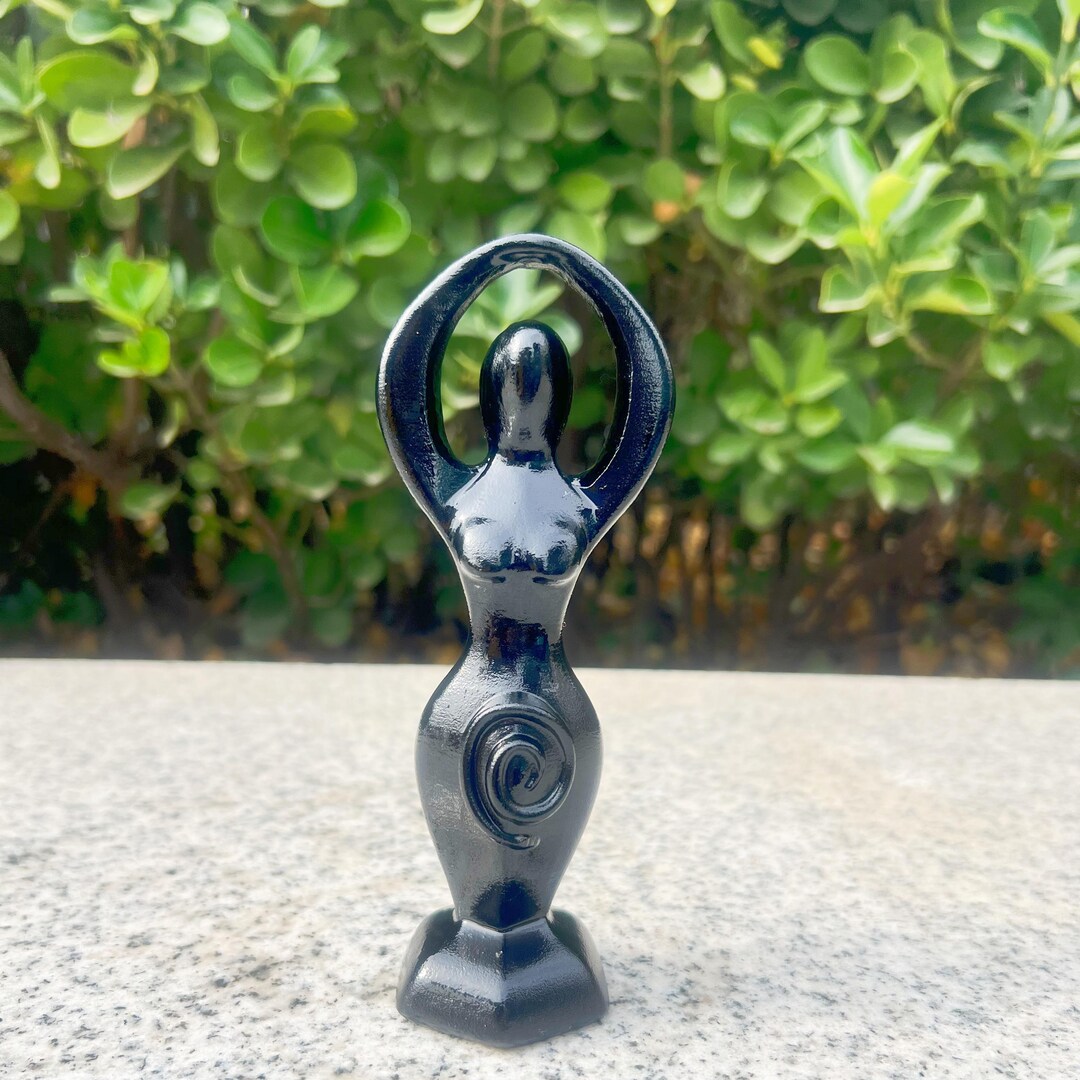 5.9-inch Obsidian Spiral Goddess Altar Statue | Hand-carved Crystal ...