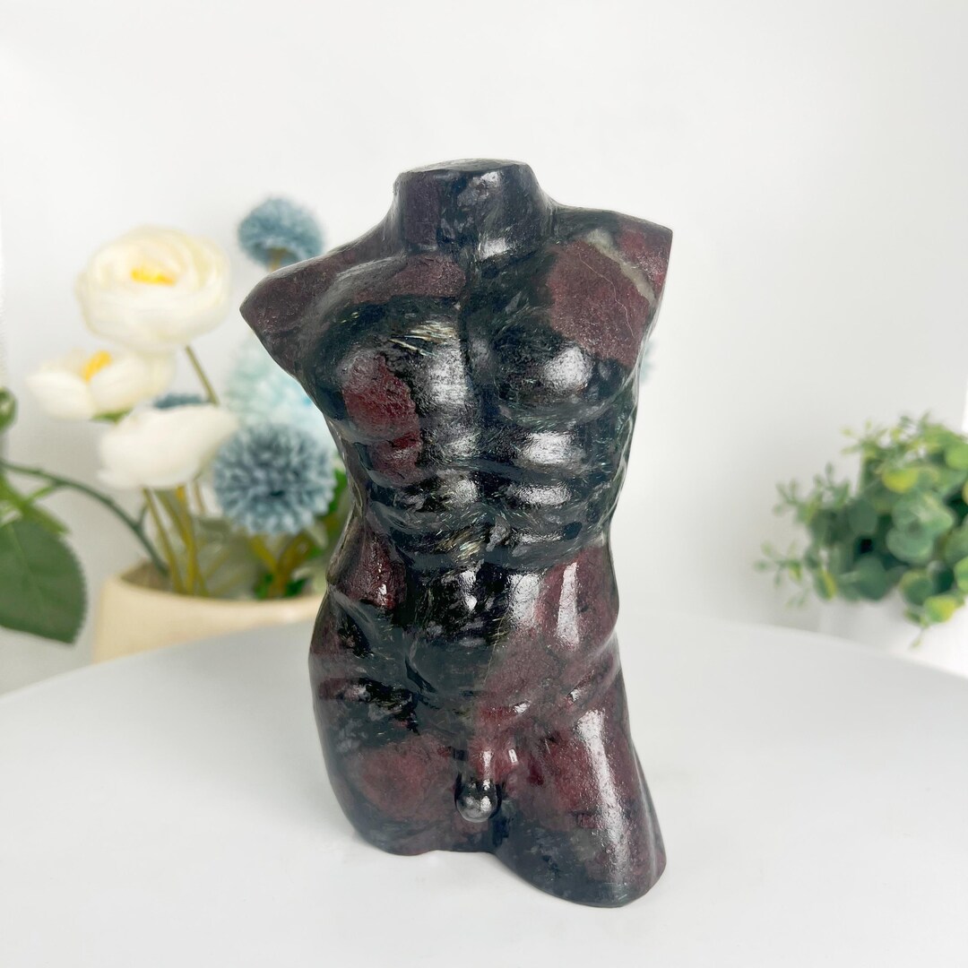 6" Astrophyllite Garnet Male Statue | Hand-carved Natural Crystal Male ...
